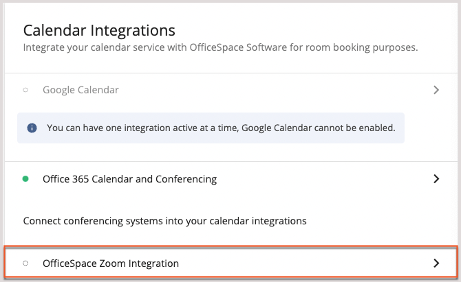 Integrating OfficeSpace with Zoom
